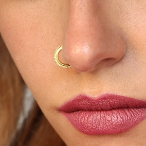 Gold Septum Ring, 14K Gold Septum, Gold Septum Jewelry, Gold Septum ...