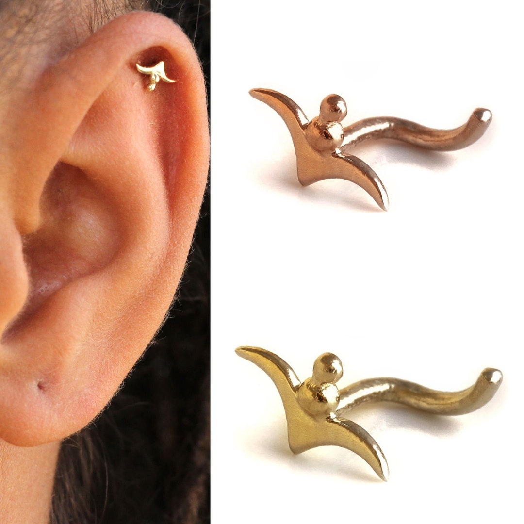 Helix Piercing, Helix Stud, 14k Gold Helix Earring, Helix Jewelry ...