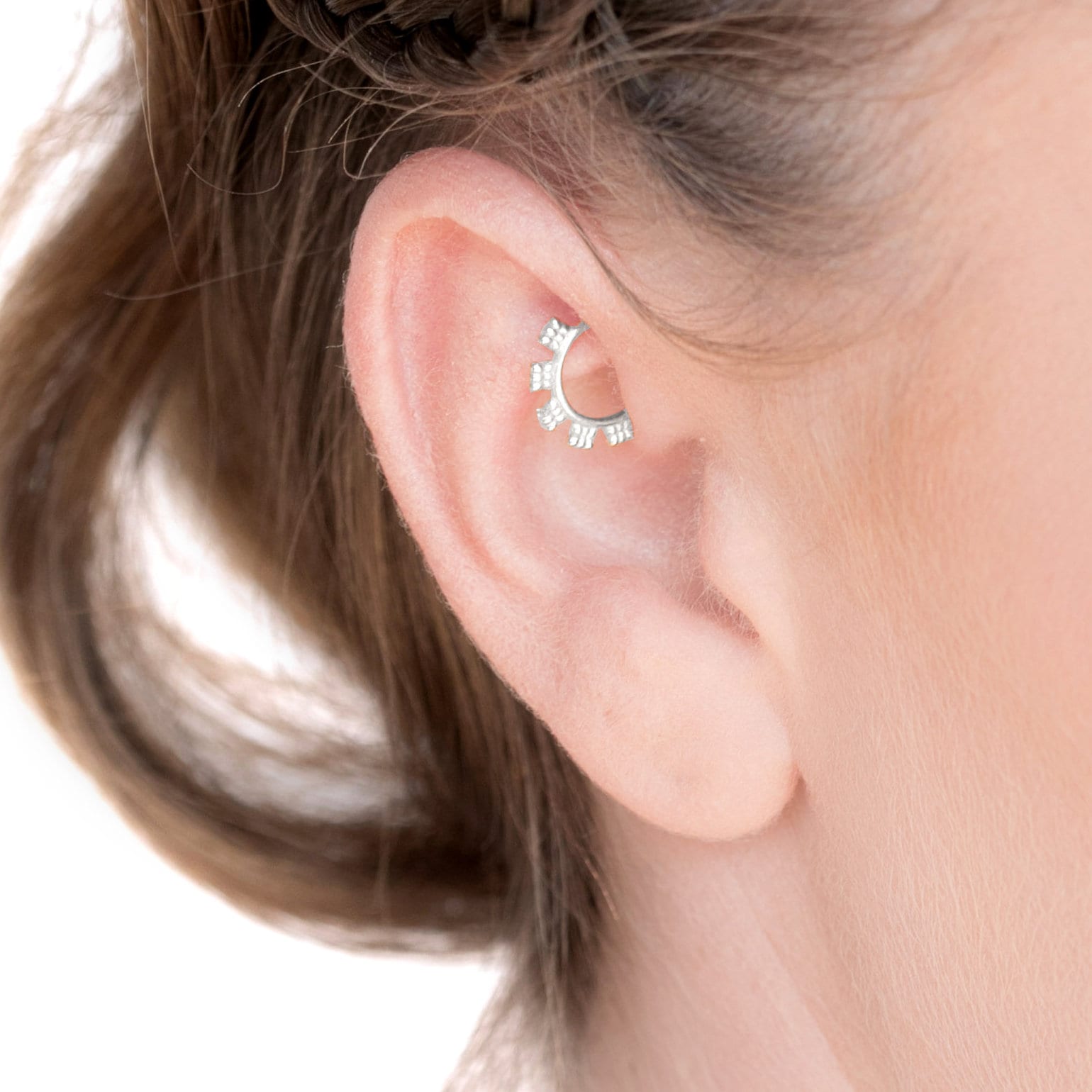 Geometric Piercing Silver Rook Earring Piercing Rook Daith | Etsy