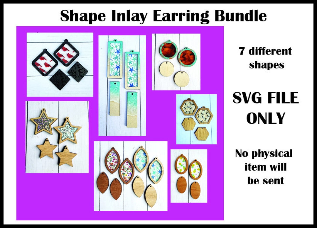 7 Shapes Inlay Earring SVG Bundle Glowforge Laser Cut File - Etsy