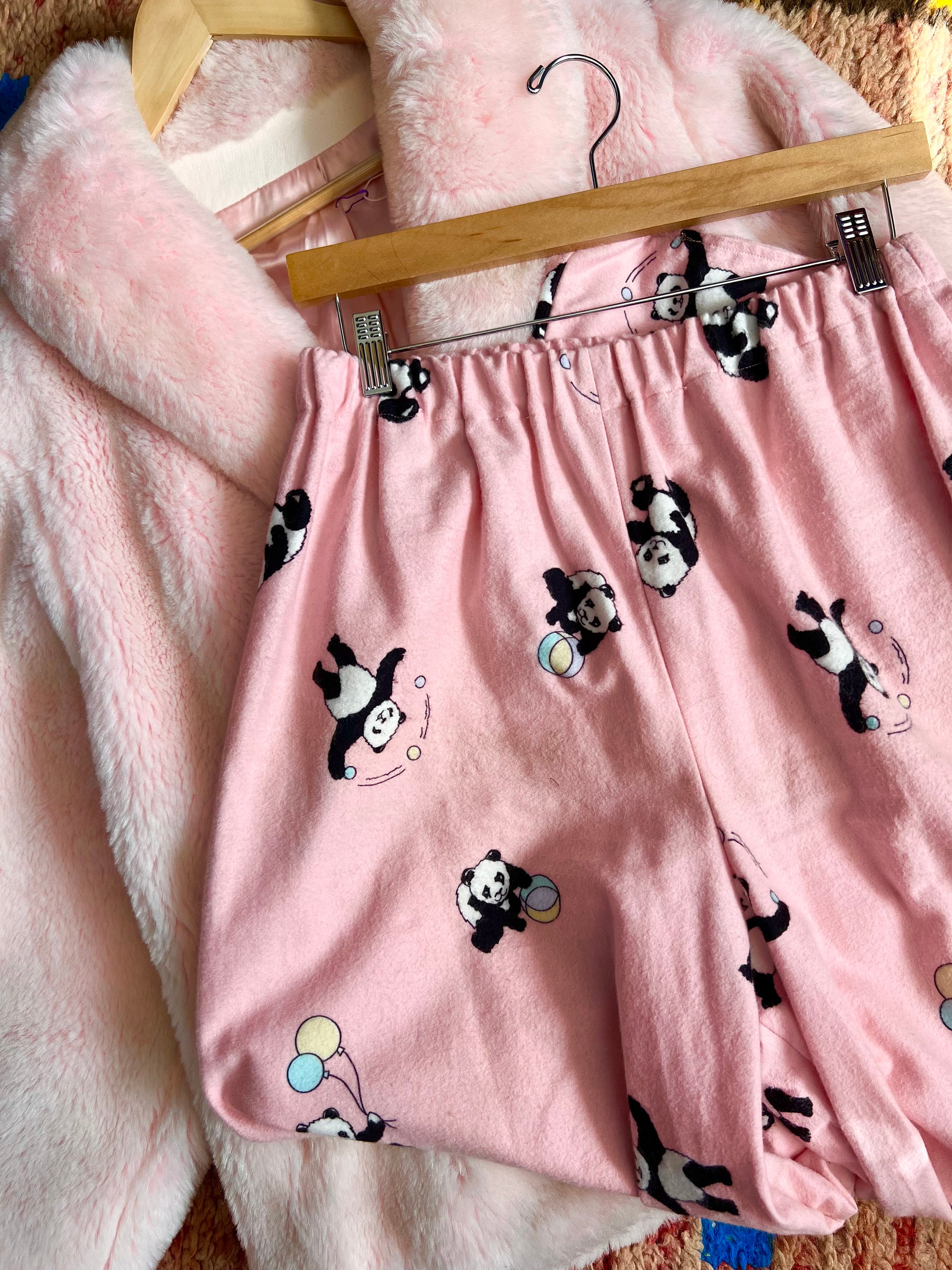 LBV 80’s Juggling Panda Bears Baby Pink Fleece Palazzo Pants Handmade ...