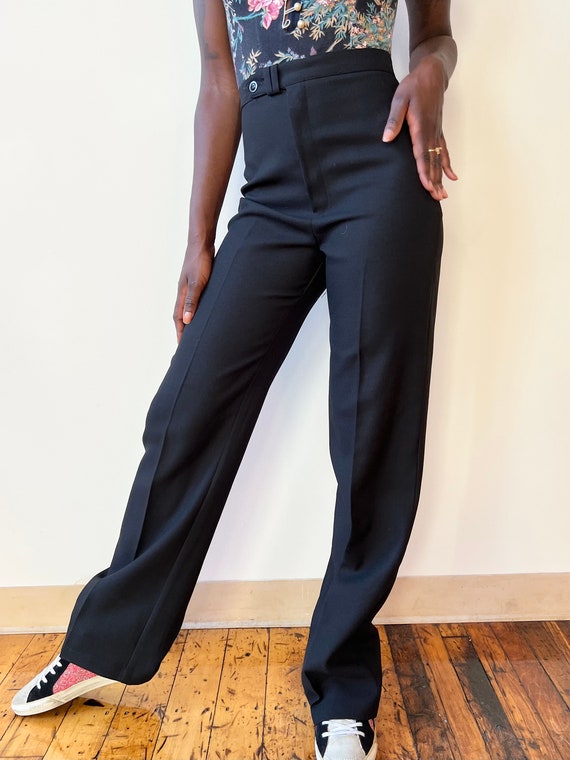 70’s High Rise Flare Black Trouser Pants Slacks - Gem