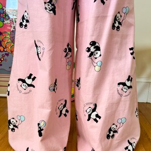 LBV 80’s Juggling Panda Bears Baby Pink Fleece Palazzo Pants Handmade ...