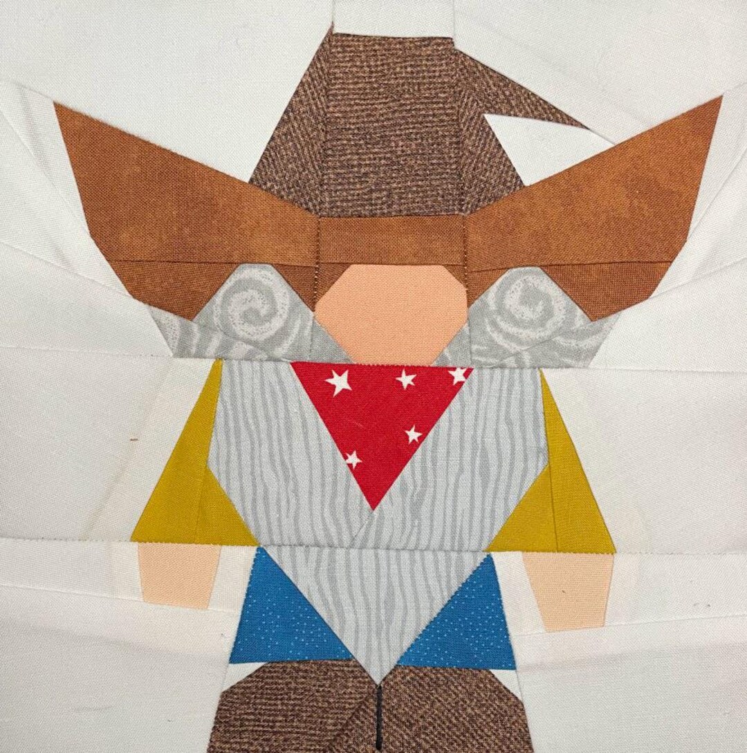 COWBOY GNOME BLOCK Paper Pieced Pattern in Pdf, Instant Download ...