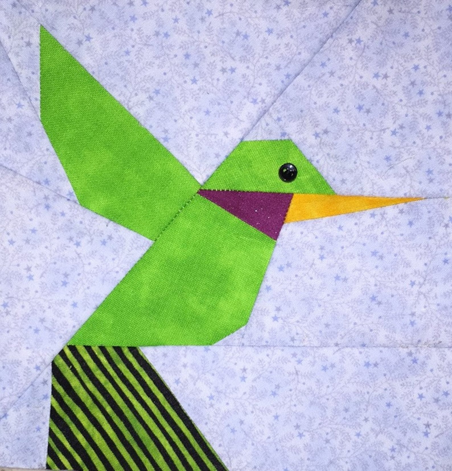 Hummingbird Paper Pieced Block Pattern in PDF - Etsy
