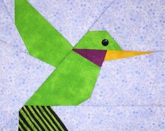 Hummingbird Paper Pieced Block Pattern in PDF - Etsy