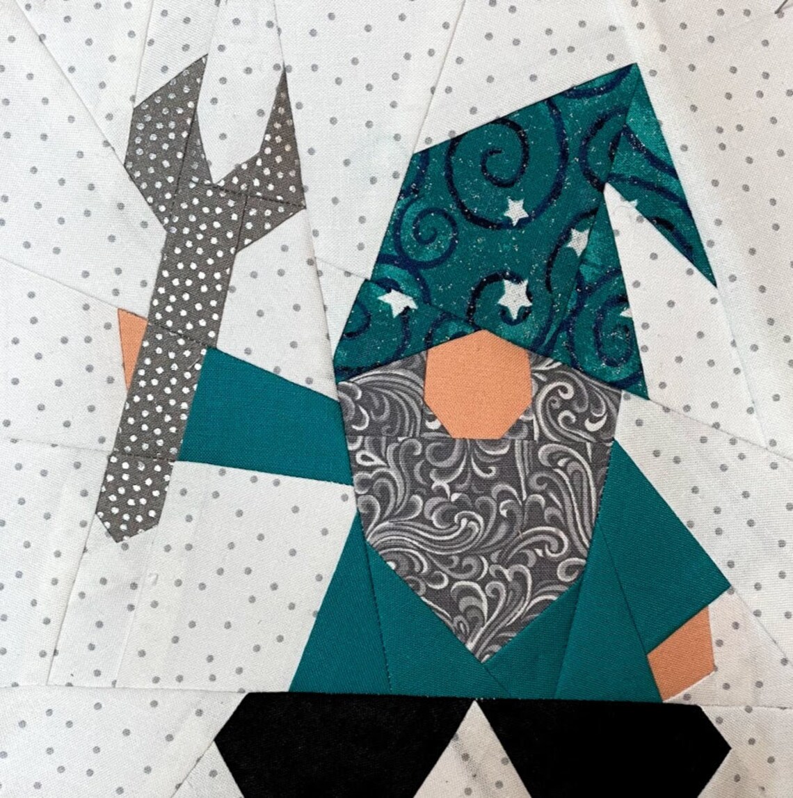 MECHANIC GNOME Paper Pieced Block Pattern in PDF | Etsy