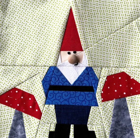 Gnome With Mushrooms Paper Piecing Pattern in PDF - Etsy