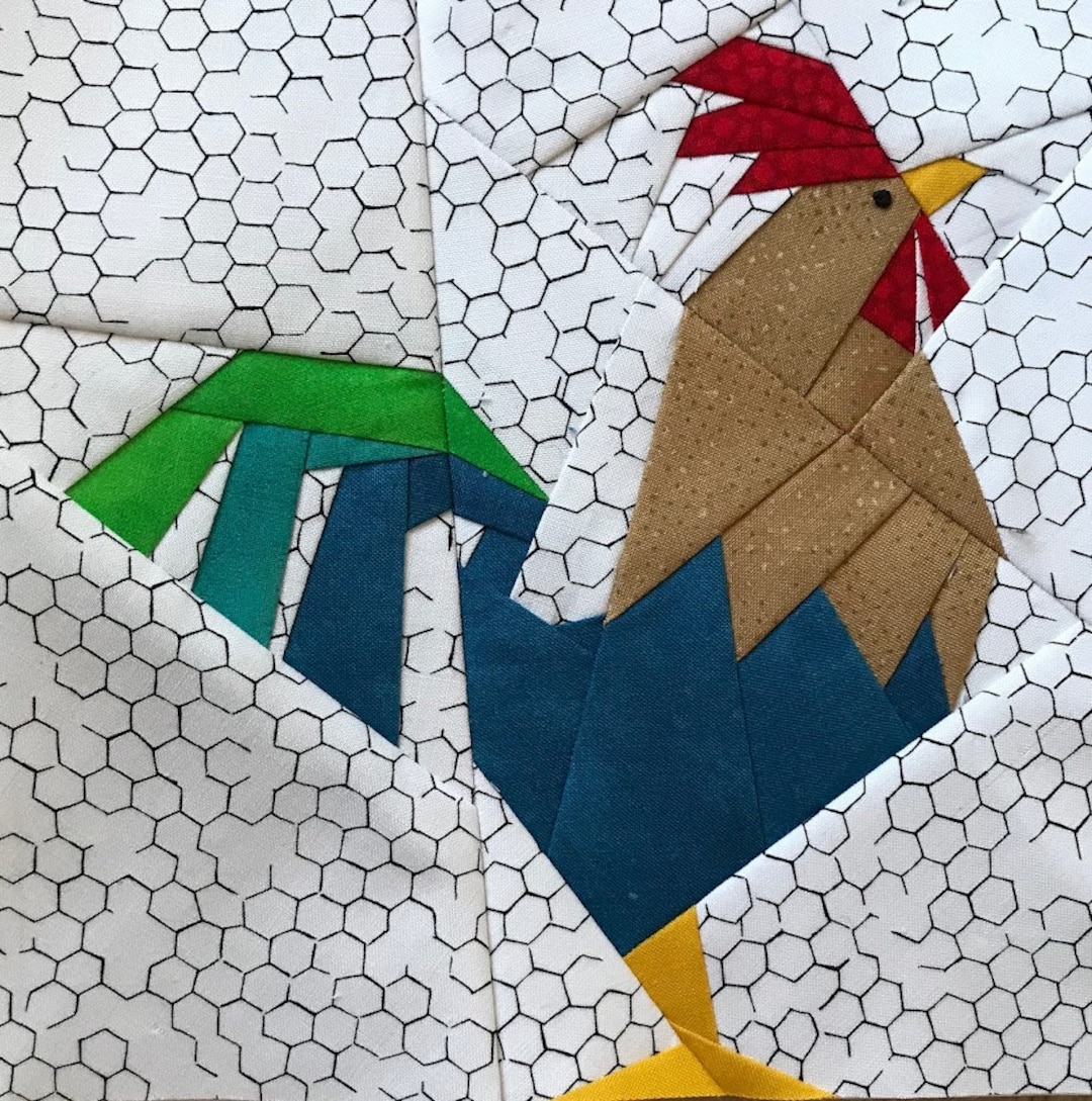 ROOSTER PAPER PIECED Block Pattern in Pdf, Instant Download, Rooster ...