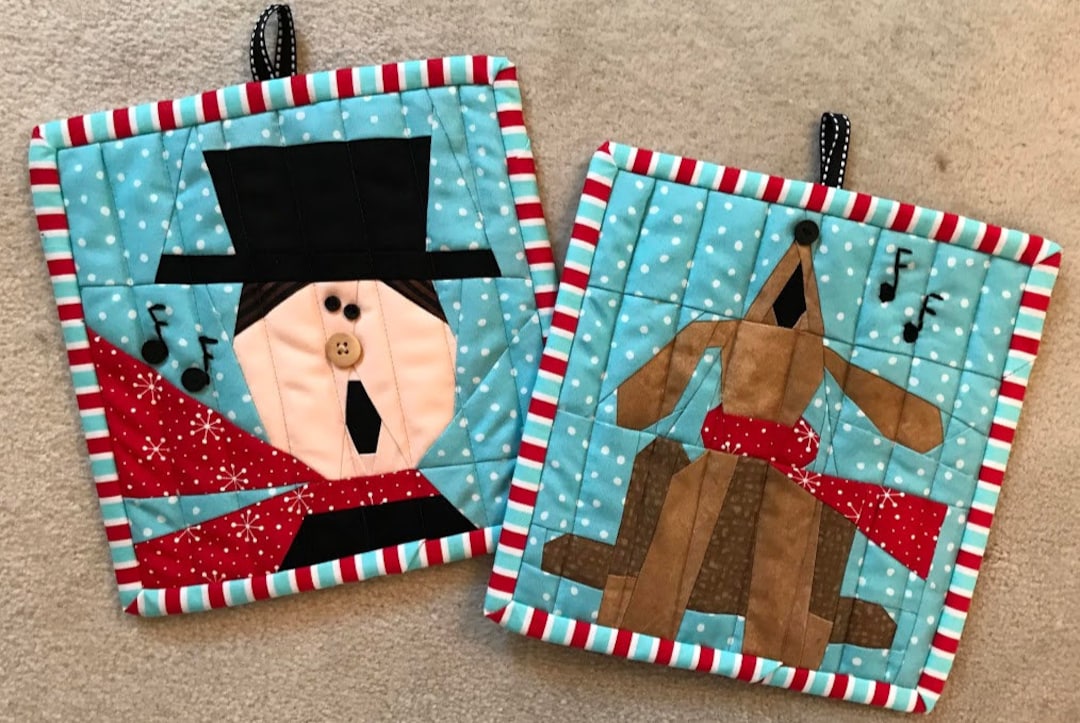 CAROLING BUDDIES Paper Pieced Potholder Patterns in PDF - Etsy