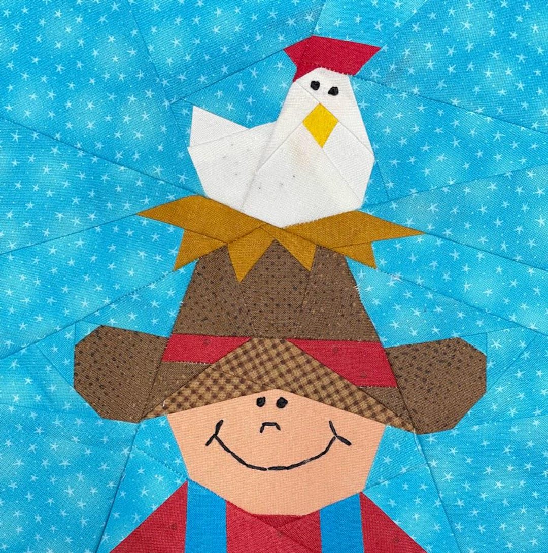 FARMER BOY Paper Pieced Block Pattern in PDF, Instant Download, Paper ...