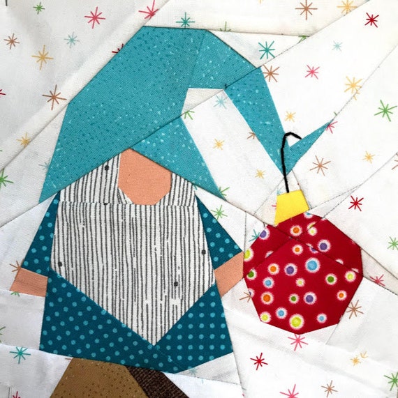 GNOME WITH ORNAMENT Paper Pieced Block Pattern in Pdf - Etsy