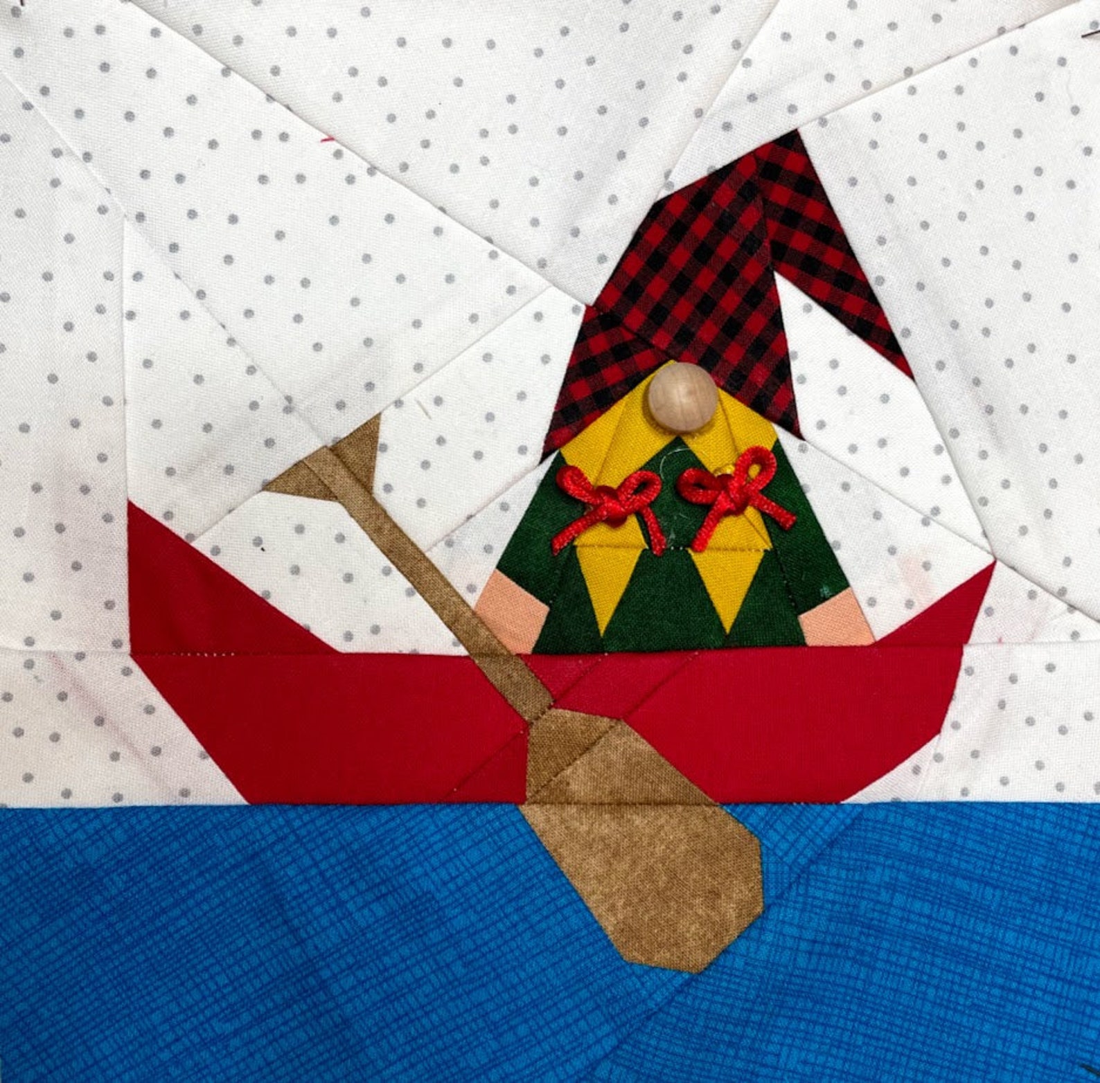 GIRL GNOME in a CANOE Paper Pieced Block Pattern in Pdf - Etsy