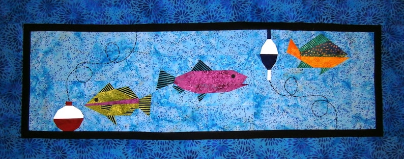 GOIN' FISHIN' Paper Pieced Table Runner and Potholder Pattern in PDF - Etsy