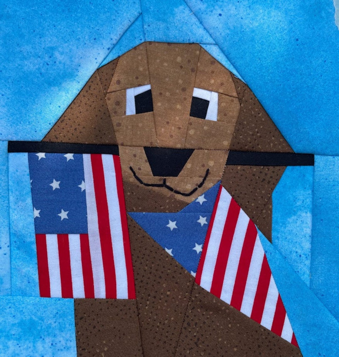 PUPPY WITH FLAG Paper Pieced Block Pattern in Pdf, Instant Download ...
