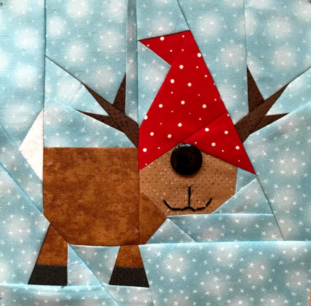 REINDEER GNOME Paper Pieced Block Pattern in PDF, Foundation Piecing ...