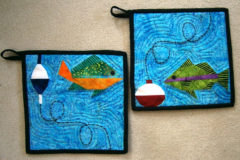 GOIN' FISHIN' Paper Pieced Table Runner and Potholder Pattern in PDF - Etsy