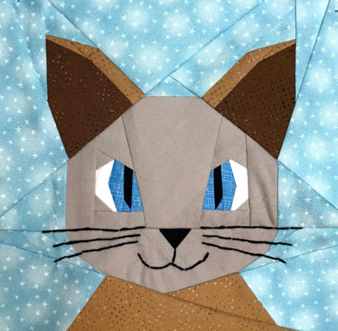 SIAMESE KITTEN Paper Pieced Block Pattern in PDF - Etsy