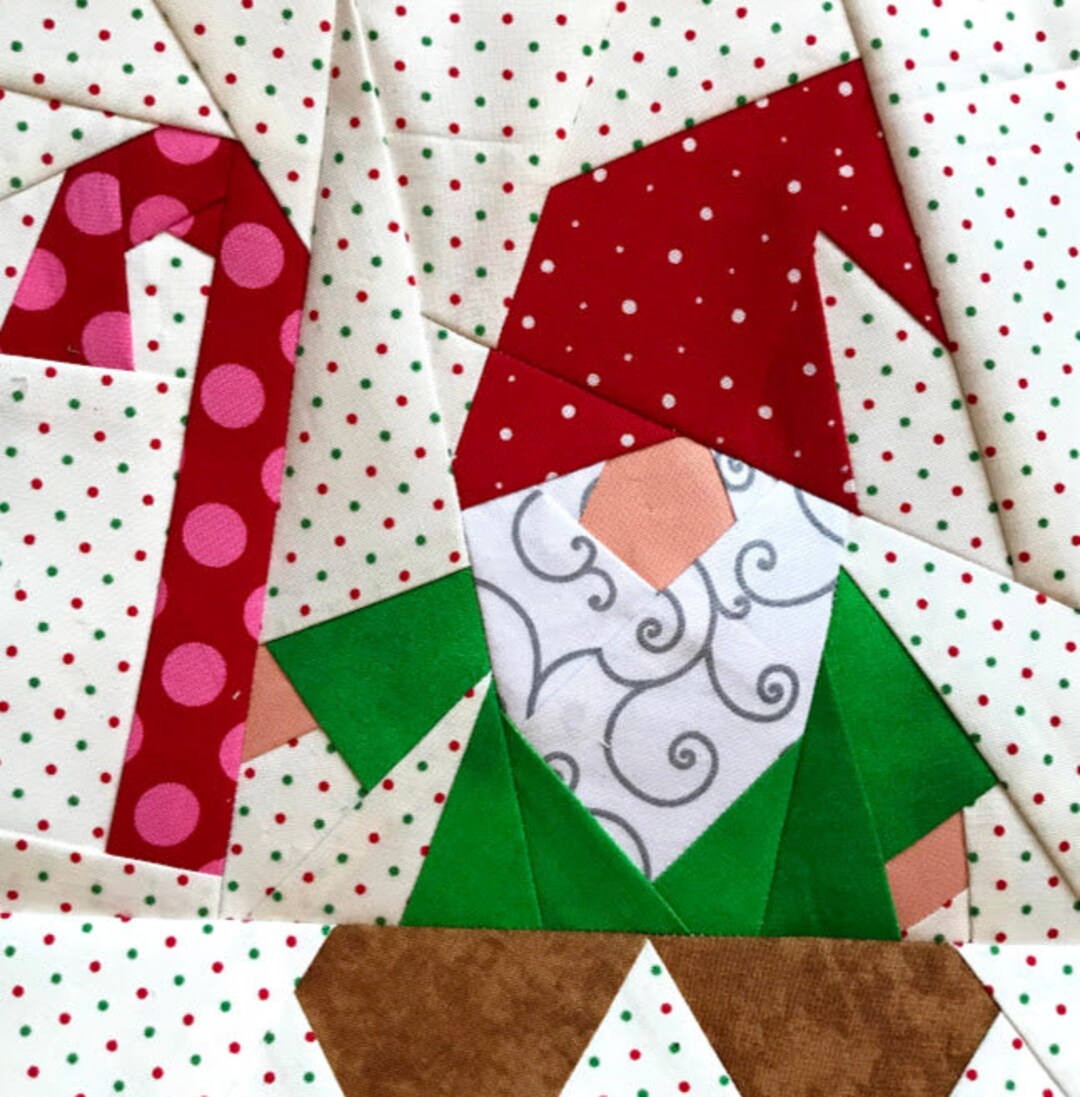 GNOME With CANDY CANE Paper Pieced Block Pattern in Pdf - Etsy