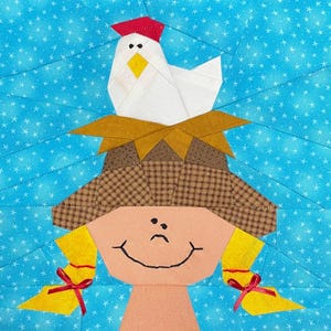 FARMER GIRL Paper Pieced Block Pattern in PDF, Instant Download, Paper ...