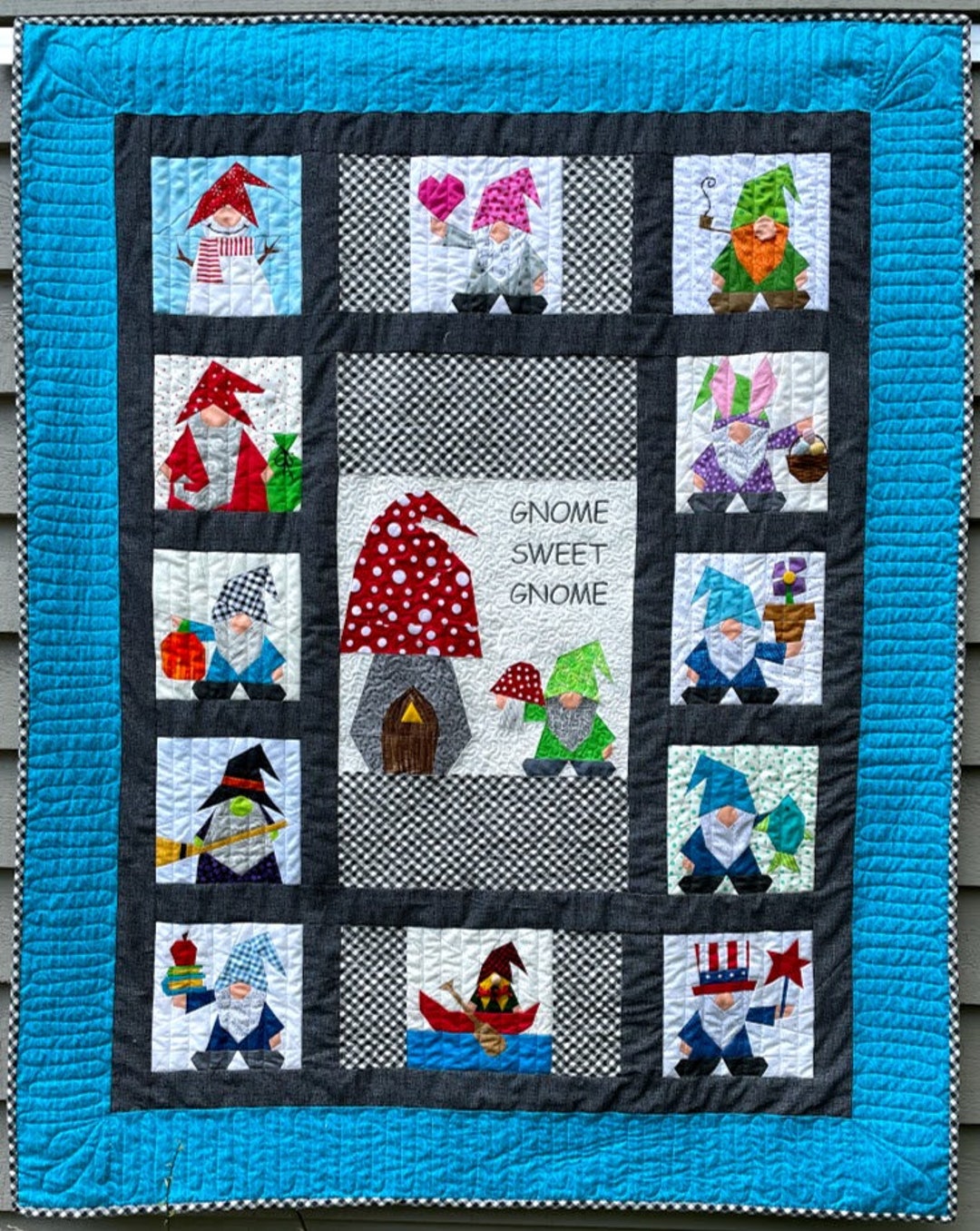 GNOME QUILT Paper Pieced Pattern in PDF, Block of the Month - Etsy