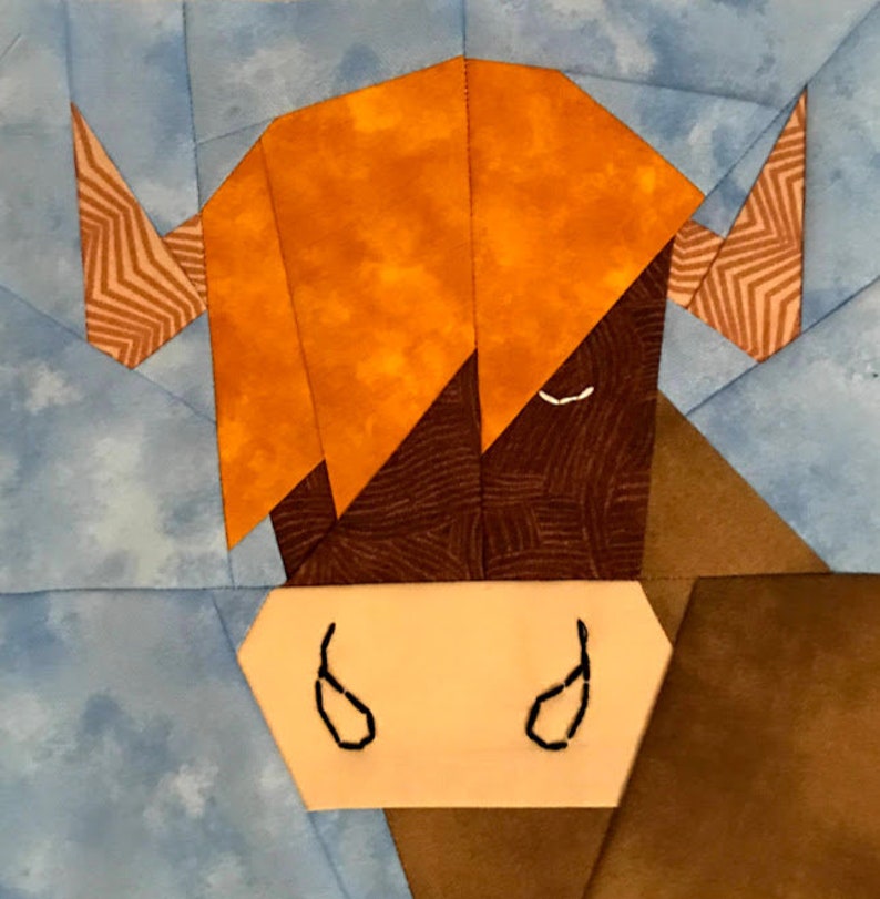 SCOTTISH COW Paper Pieced Block Pattern in PDF - Etsy