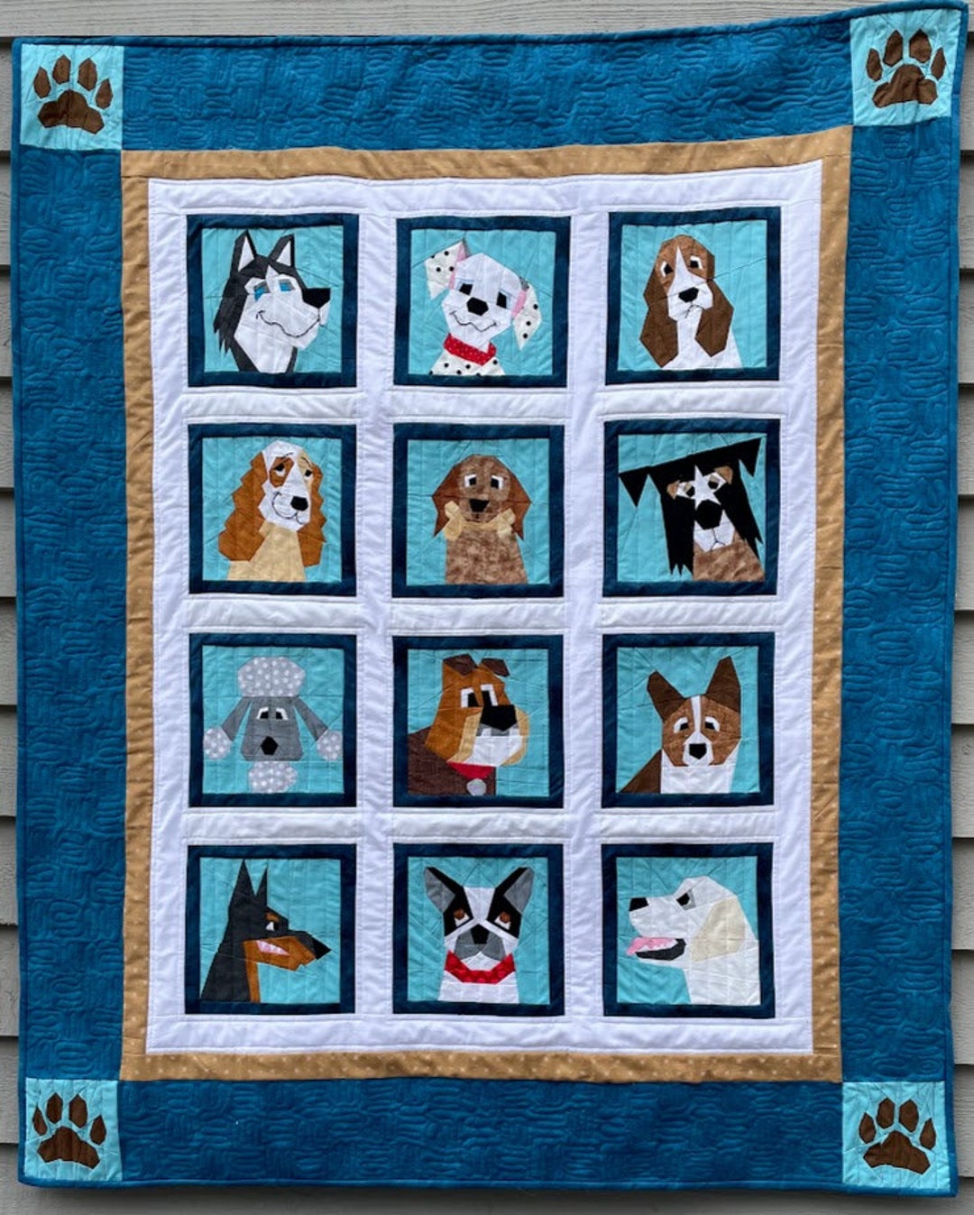 DOG LOVER QUILT Paper Pieced Pattern in Pdf, Instant Download, Dog ...