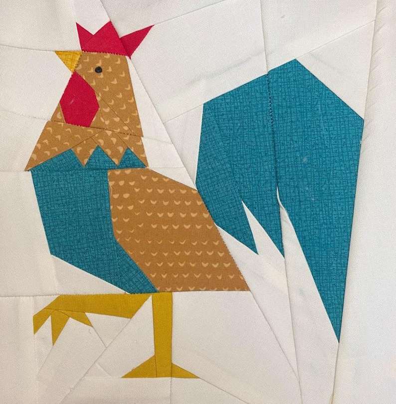 Rooster Paper Piecing Block Pattern: Farm Animal Quilt (PDF Download ...