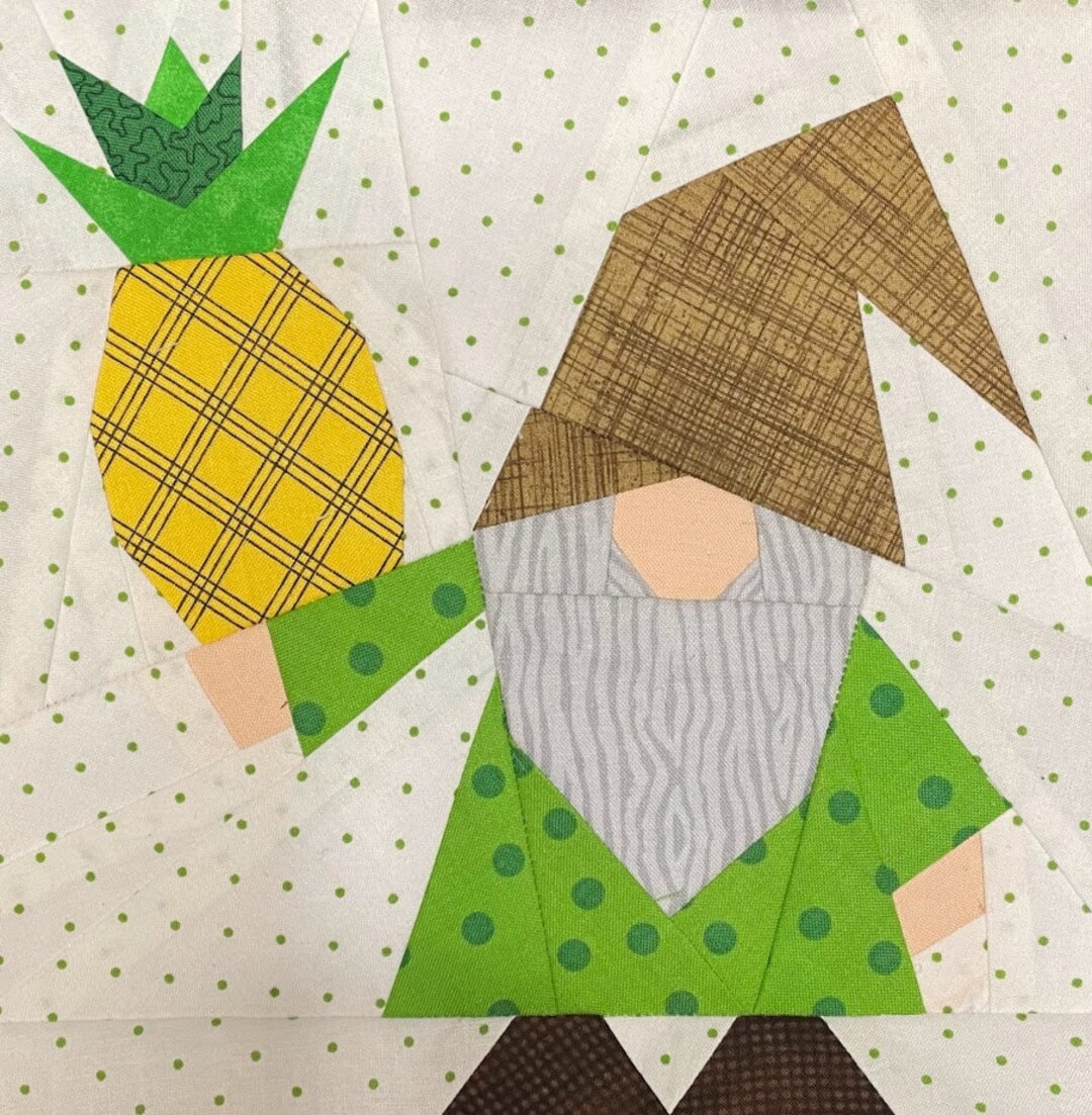 GNOME WITH PINEAPPLE Paper Pieced Block Pattern in Pdf, Instant ...