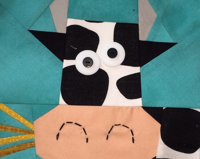 Cow Quilt Block, Paper Pieced Quilt Pattern, PDF Pattern, Instant ...