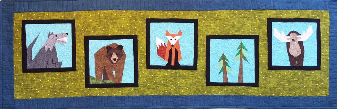 At the Cabin Paper Pieced Table Runner in PDF - Etsy