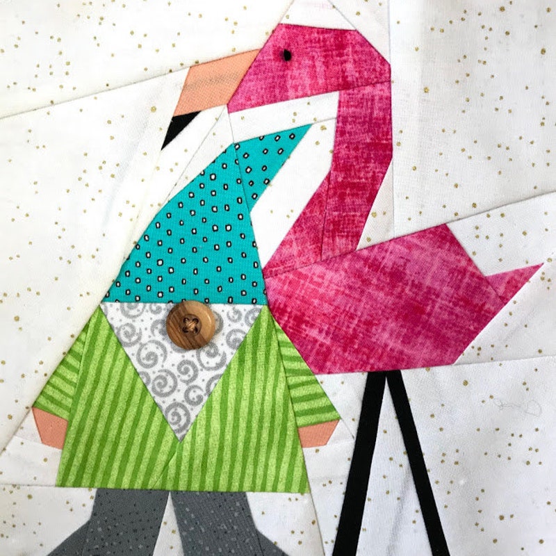 Pieced Flamingo Quilt Block - Etsy