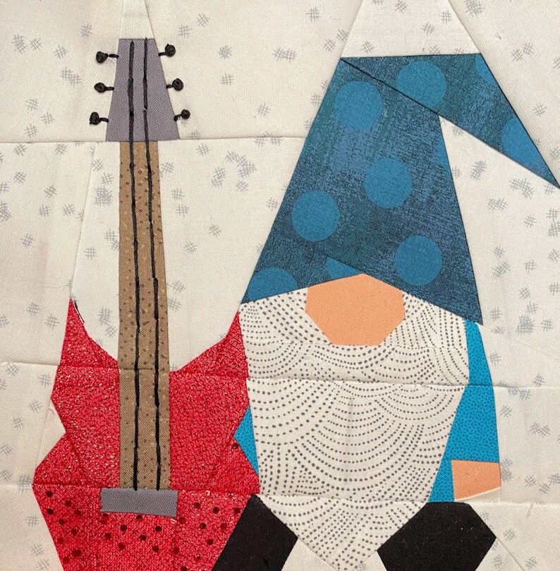 Guitar Gnome Paper Pieced Quilt Block Pattern (PDF) - Etsy