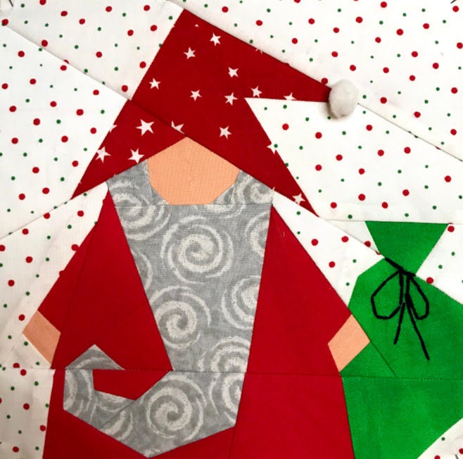 SANTA GNOME Paper Pieced Block Pattern in PDF - Etsy