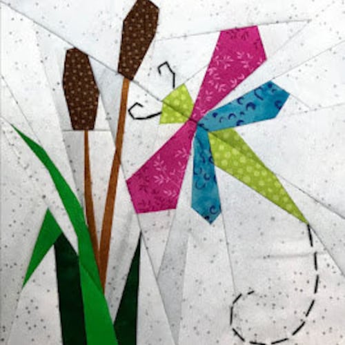 DRAGONFLY WITH CATTAILS Paper Pieced Pattern in Pdf Instant - Etsy