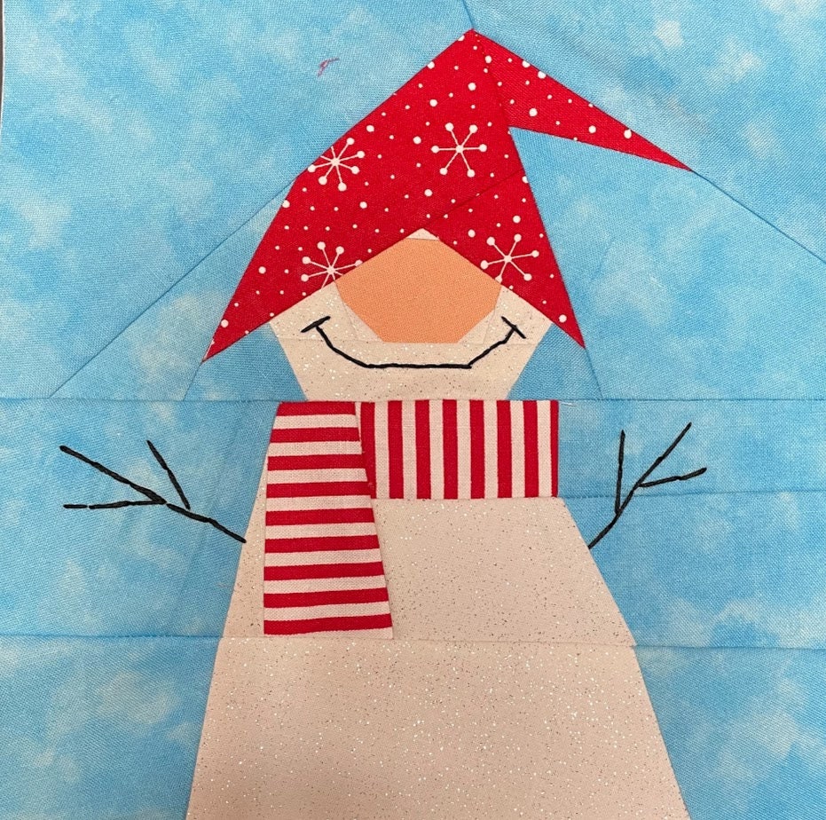 SNOWMAN GNOME Paper Pieced Block Pattern in PDF - Etsy