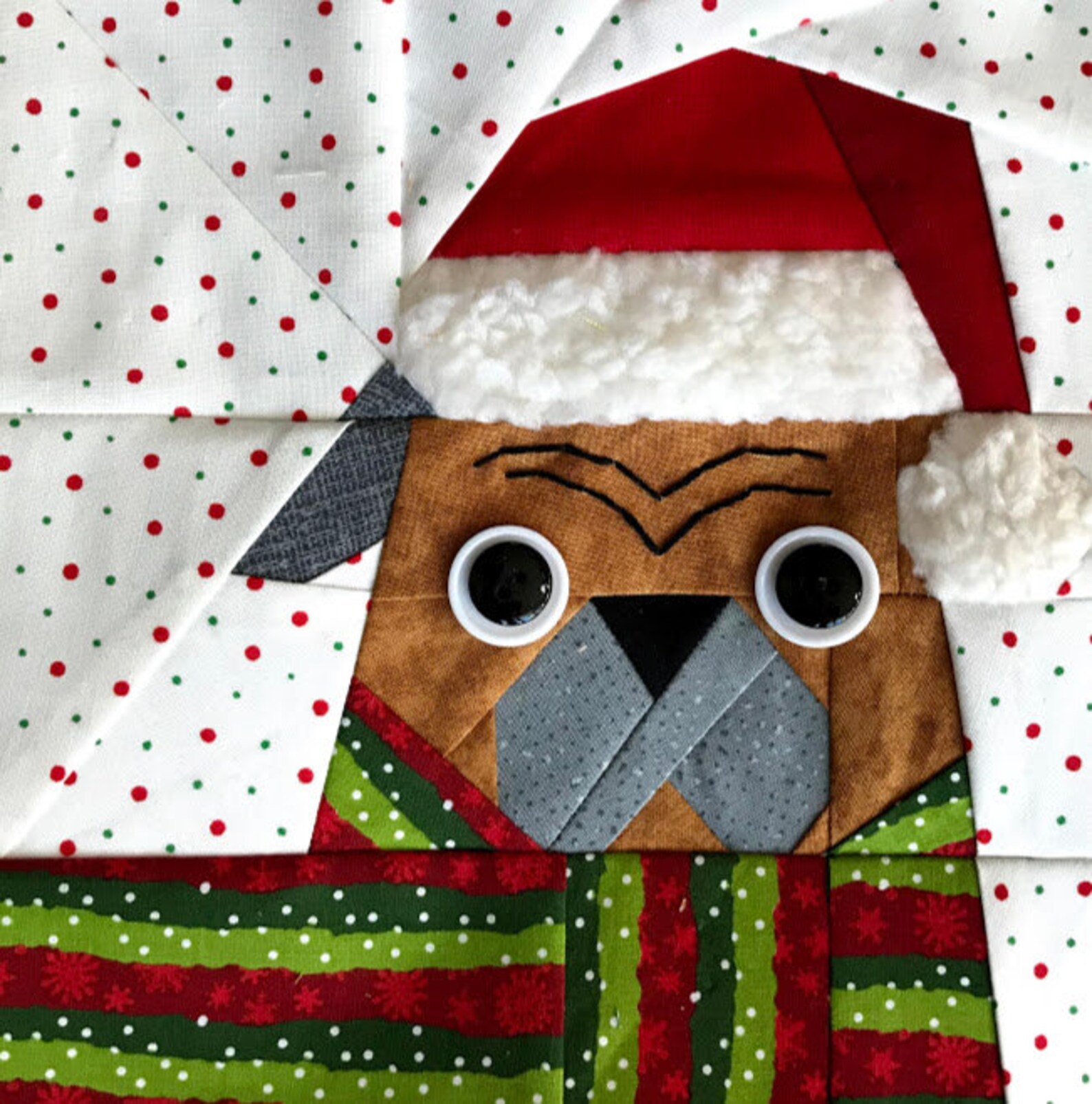 HOLIDAY PUG Paper Pieced Block Pattern in PDF - Etsy