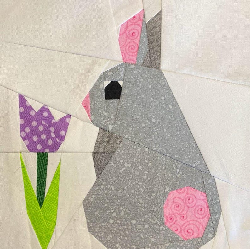 Bunny With Tulip Paper Piecing Pattern, 7.5" Block (PDF Download) - Etsy