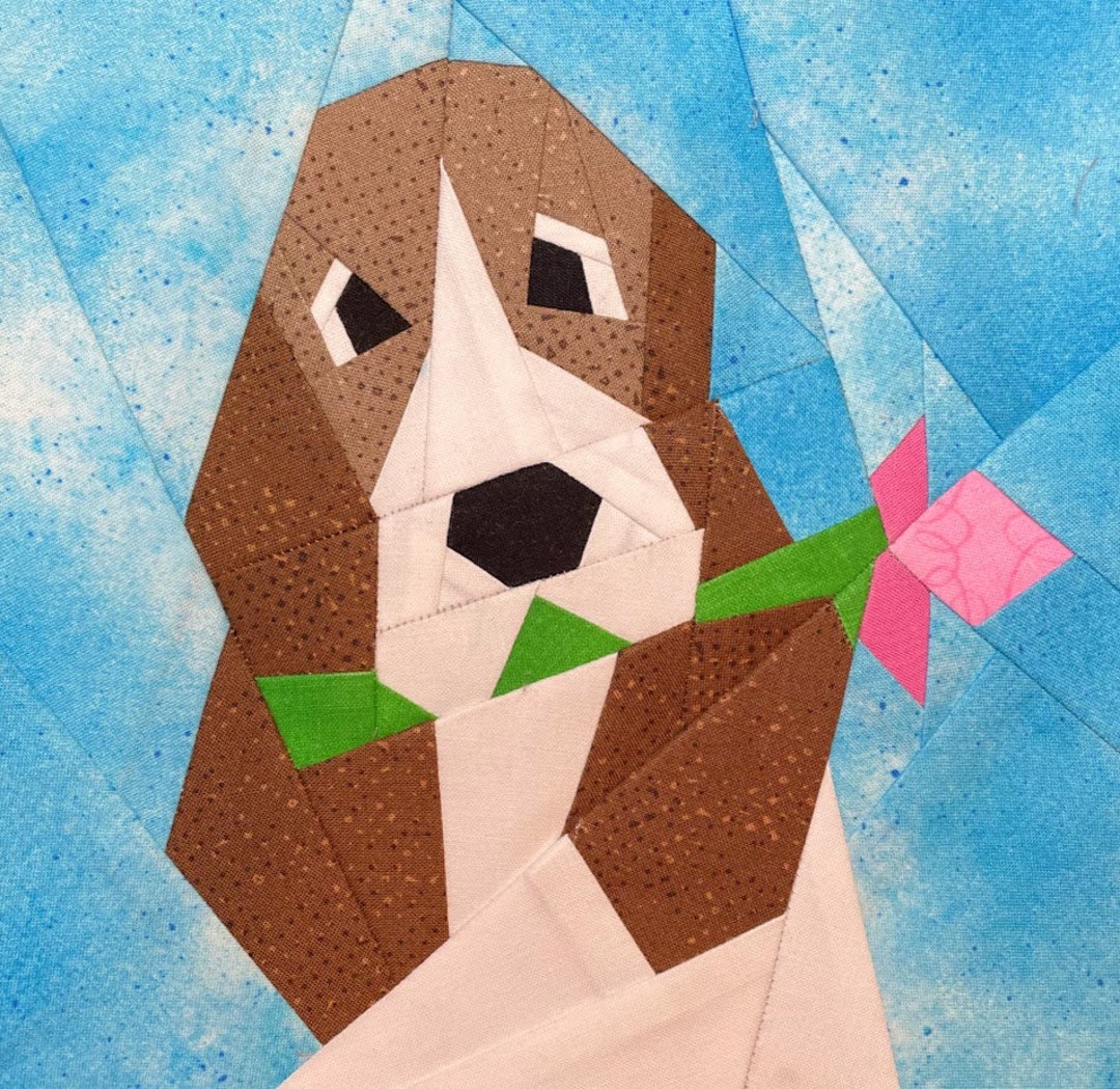 Beagle With Flower Paper Pieced Block Pattern (PDF Download) - Etsy