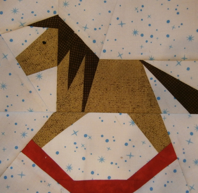 Paper Pieced Rocking Horse Block Pattern in PDF, Instant Download ...