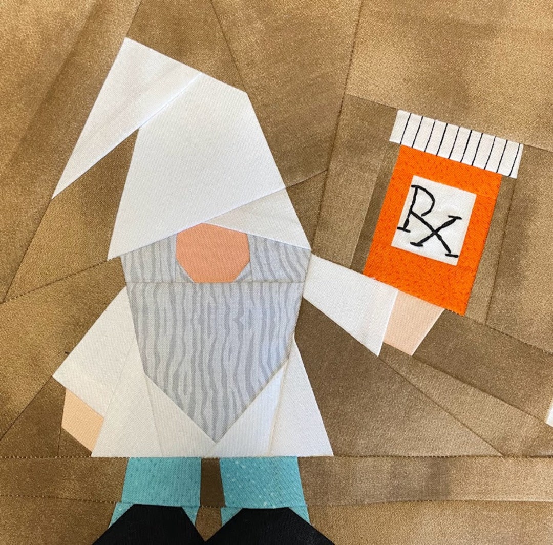 PHARMACIST GNOME Paper Pieced Block Pattern in PDF, Instant Download ...