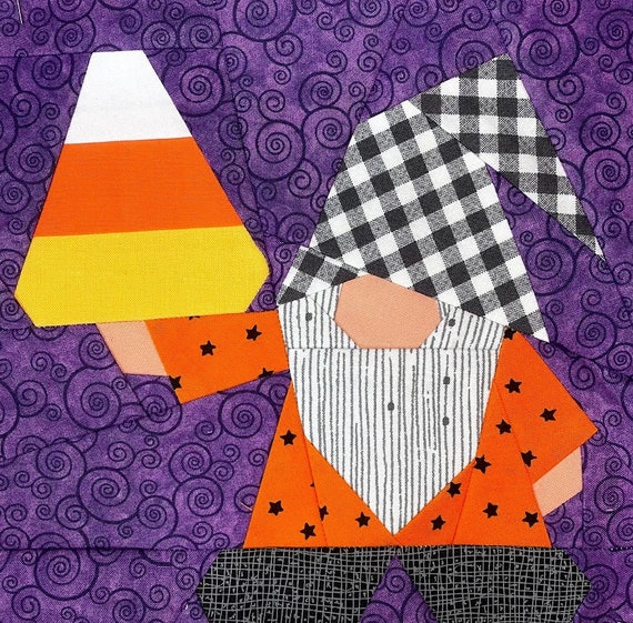 CANDY CORN GNOME Paper Pieced Block Pattern in Pdf - Etsy