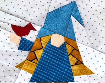 GARDENING GNOME Paper Piece Pattern Block in PDF | Etsy