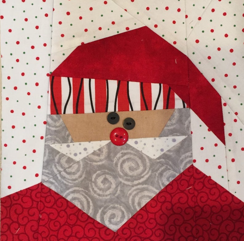 Santa Paper Pieced Pattern: Holiday Quilt Block (PDF Pattern) - Etsy