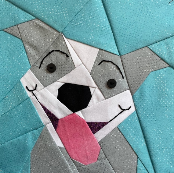 HAPPY PIT BULL Paper Pieced Block Pattern in Pdf Quilt Block | Etsy