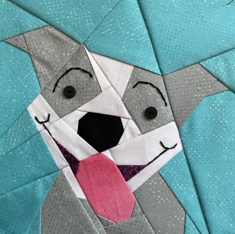 Happy Pit Bull Quilt Block Pattern: Paper Pieced Dog Design (PDF) - Etsy