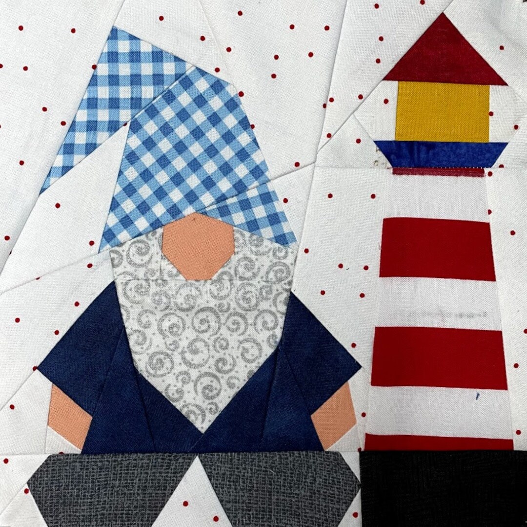 GNOME WITH LIGHTHOUSE Paper Pieced Block Pattern in Pdf - Etsy