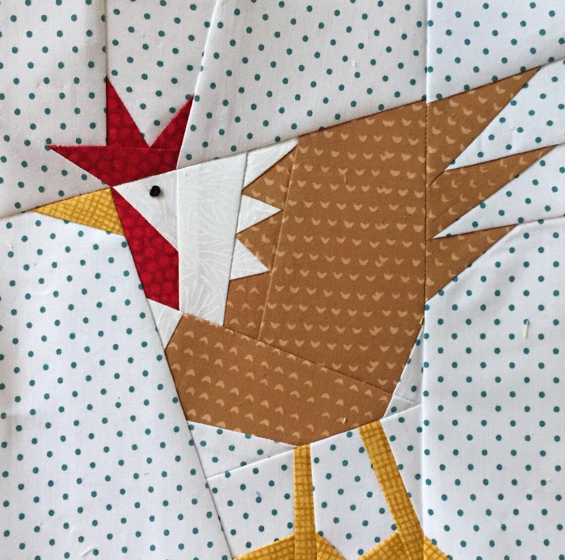 Chicken Paper Pieced Quilt Block Pattern: Rooster Design (PDF Download ...