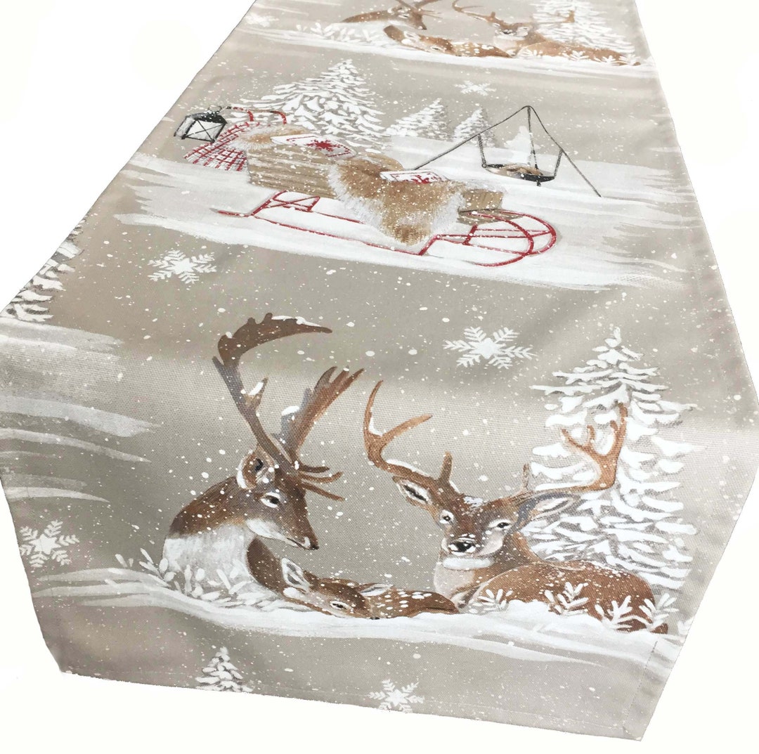Winter Scene Table Runner With Deer - Etsy