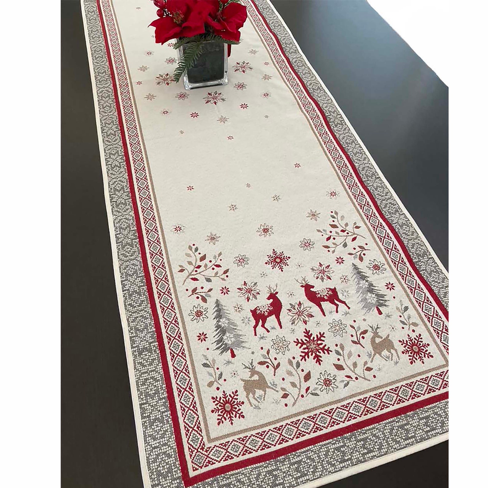 Christmas Table Runner Jacquard Table Runner French Table - Etsy